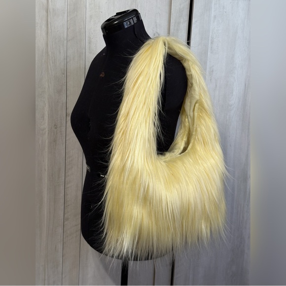 Bags | Handmade Light Yellow Faux Fur Mongolian Shaggy Fuzzy Mohair ...